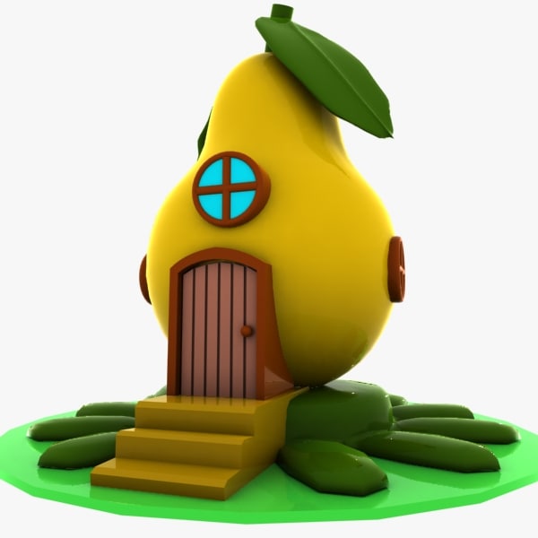 cartoon pear house 3d model