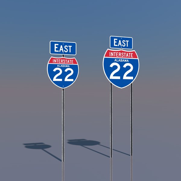 interstate 22 signs alabama 3d c4d