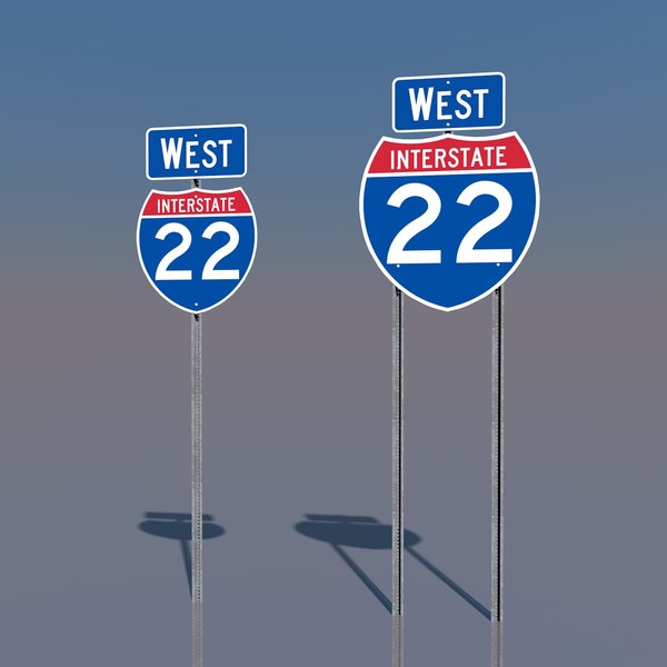 interstate 22 signs alabama 3d c4d