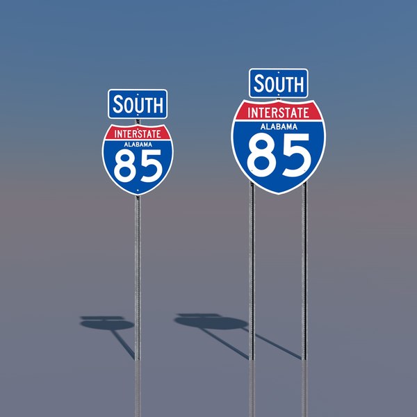interstate 85 signs 3d c4d