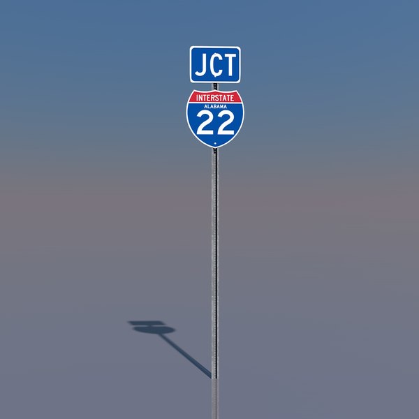interstate 22 signs alabama 3d c4d