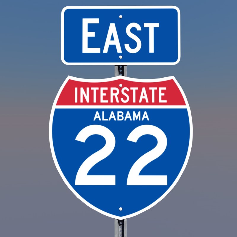 interstate 22 signs alabama 3d c4d
