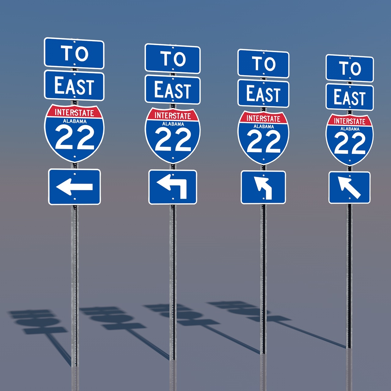 interstate 22 signs alabama 3d c4d