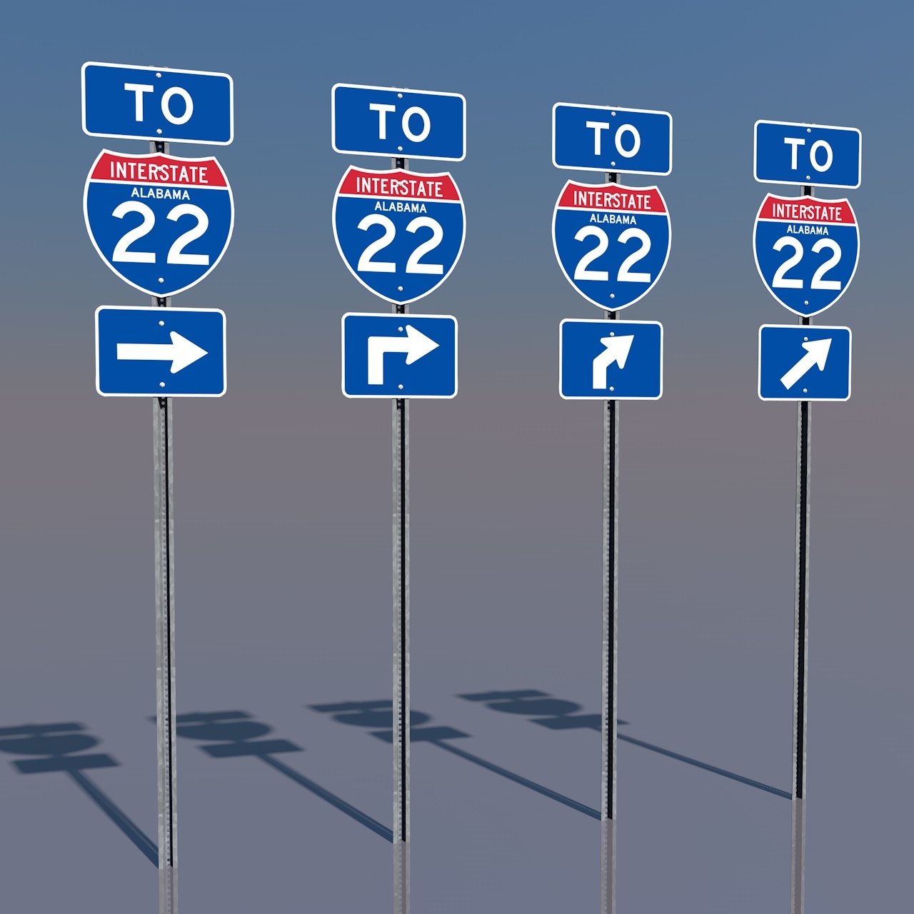 interstate 22 signs alabama 3d c4d