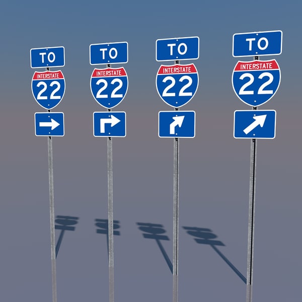 interstate 22 signs alabama 3d c4d