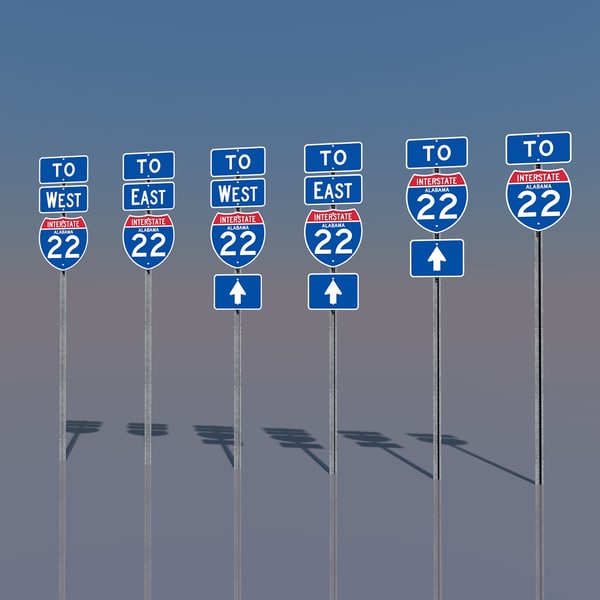 interstate 22 signs alabama 3d c4d