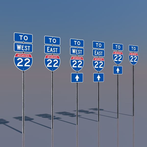 interstate 22 signs alabama 3d c4d