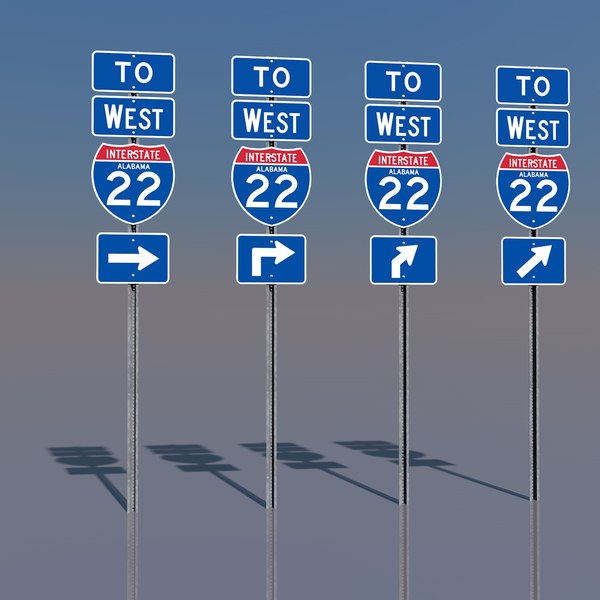 interstate 22 signs alabama 3d c4d