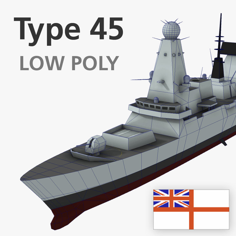3d type 45 destroyer low-polygon