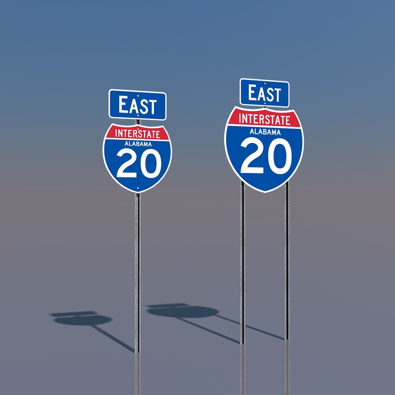 3d model interstate 20 signs alabama