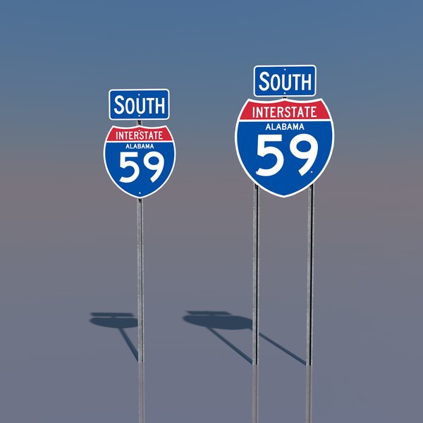 interstate 59 signs alabama 3d c4d