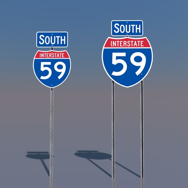 interstate 59 signs alabama 3d c4d
