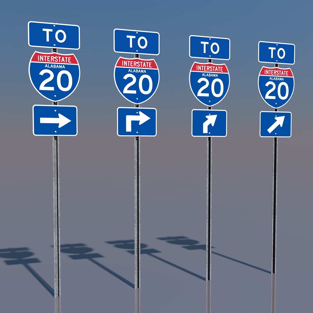 3d model interstate 20 signs alabama