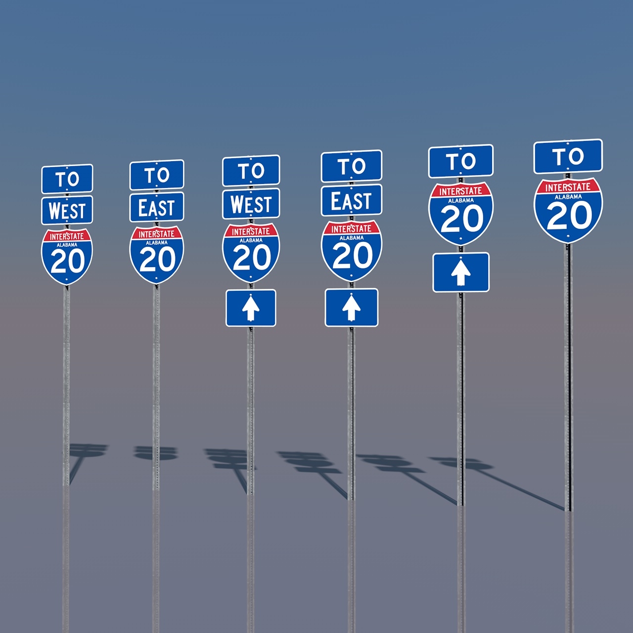 3d model interstate 20 signs alabama