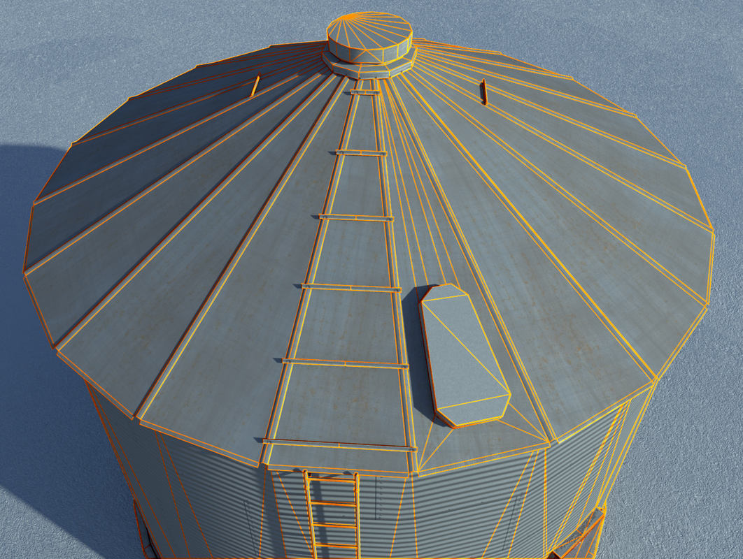 3d model grain bin old