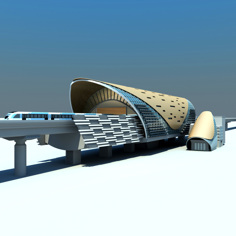 dubai metro train 3d max