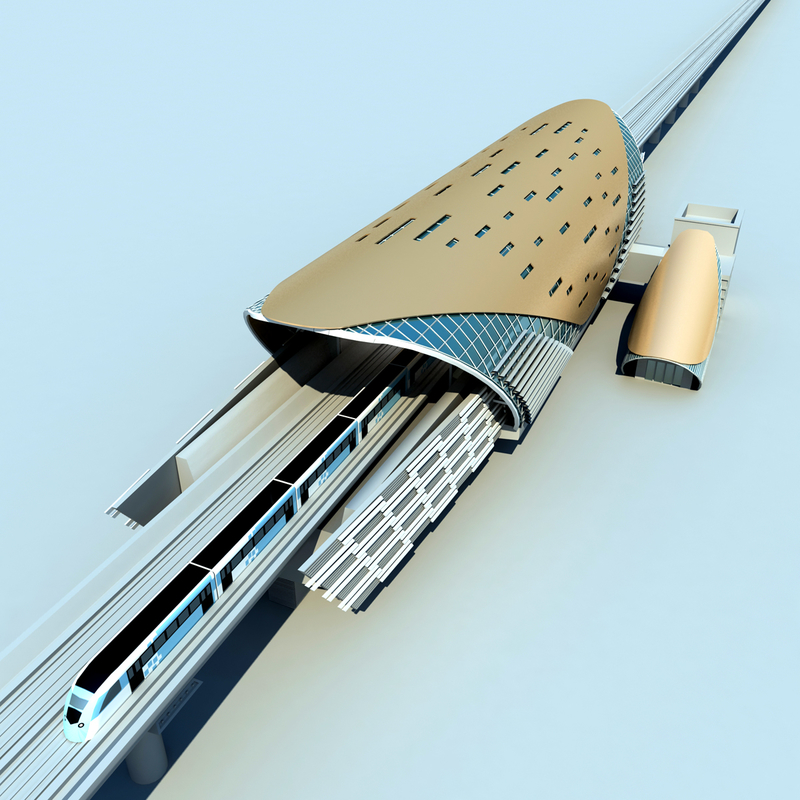 dubai metro train 3d max