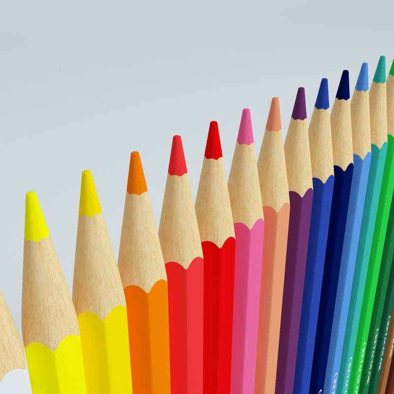 colored pencils set 3d model