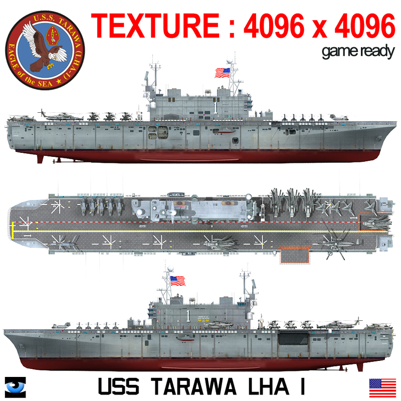 3d model uss tarawa lha 1