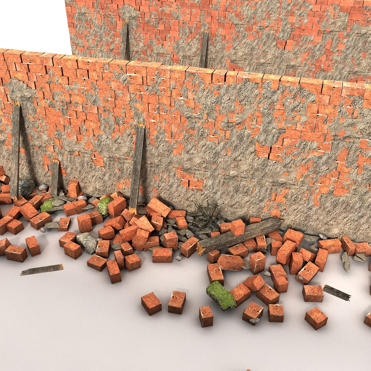 rubble wall 3d model