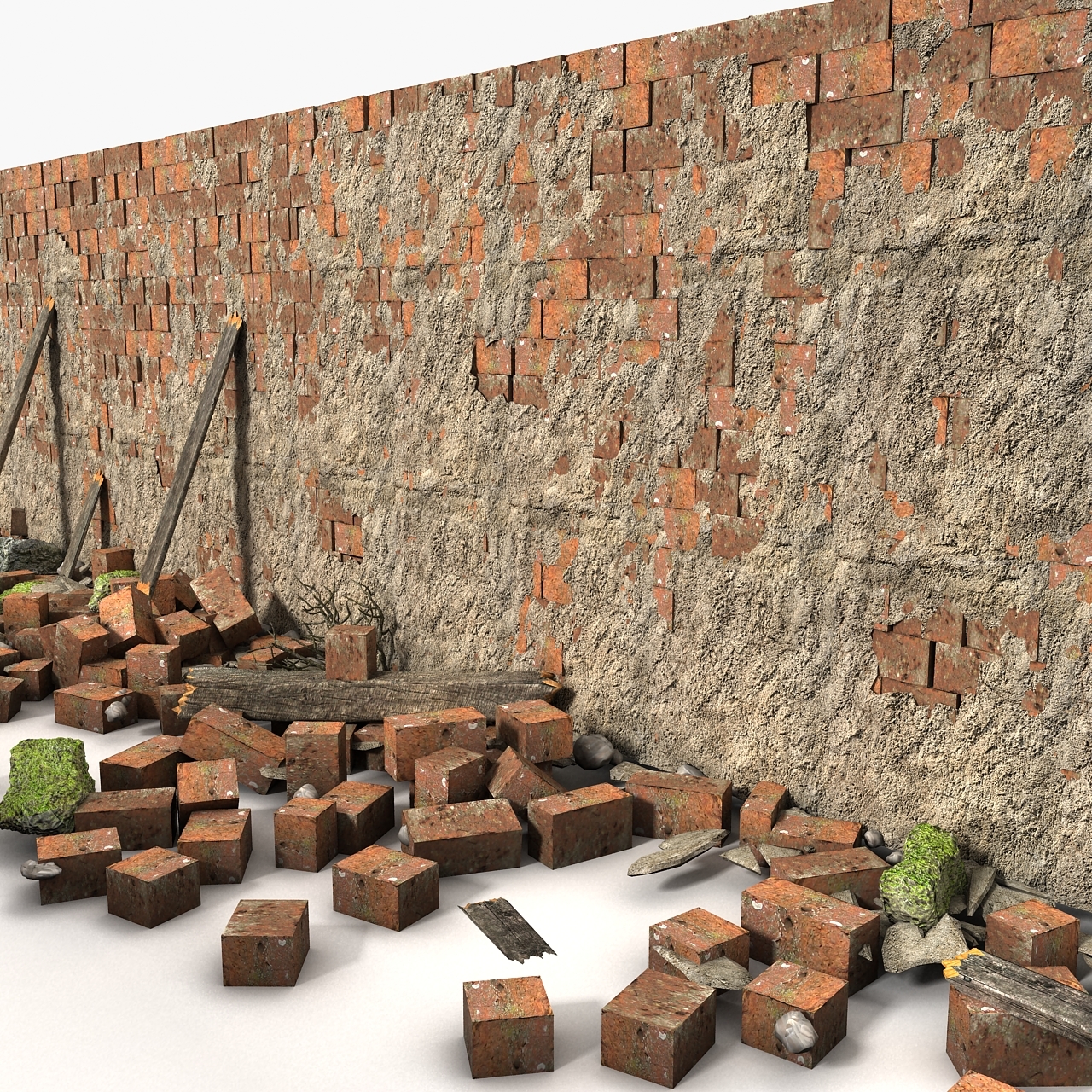 rubble wall 3d model