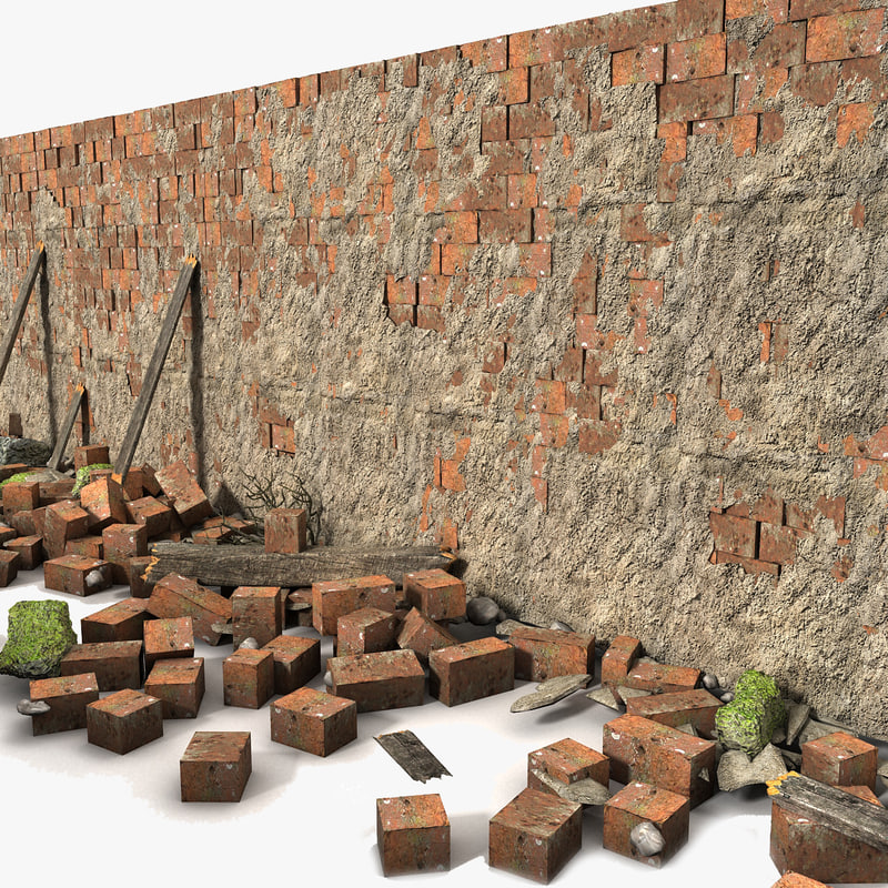 rubble wall 3d model