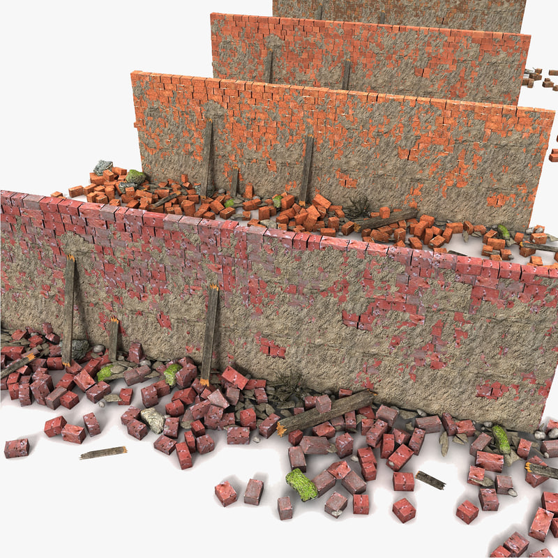 rubble wall 3d model