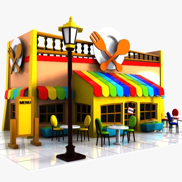 3d cartoon restaurant toon