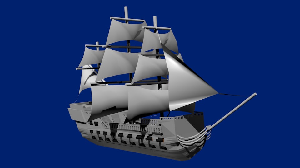 18th century warship ship 3d model