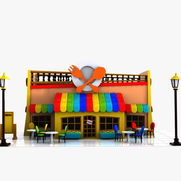 3d cartoon restaurant toon