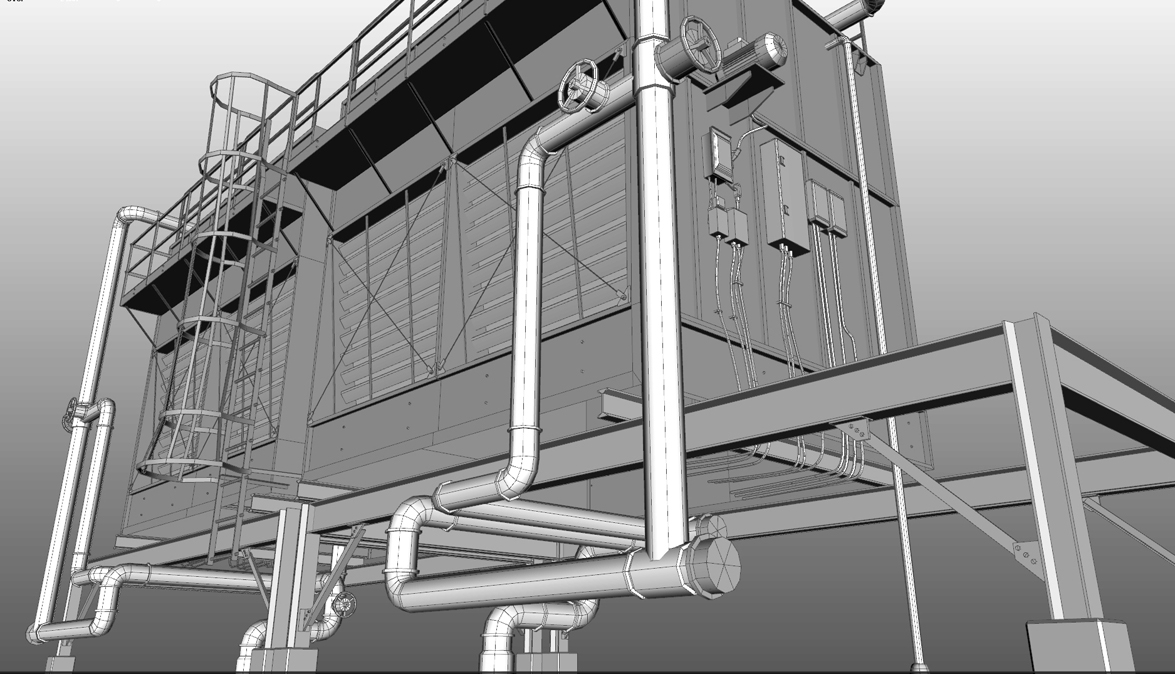 rooftop cooling tower 3d model