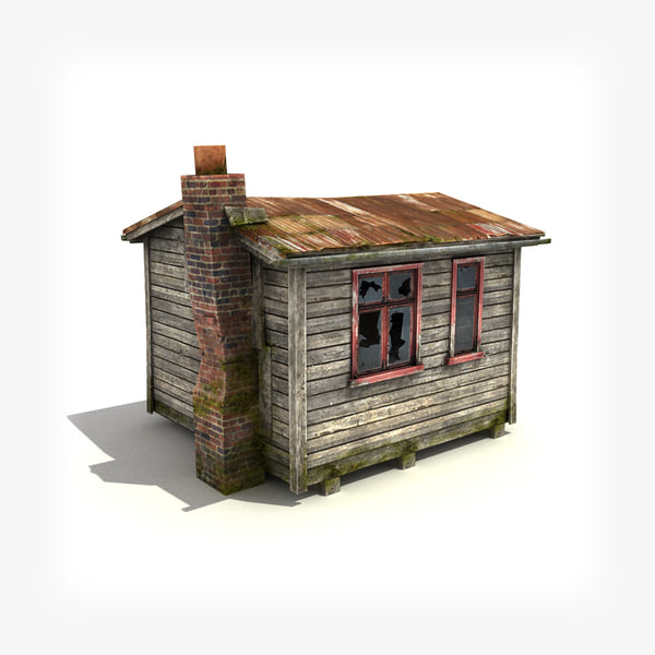 3d model small wooden building