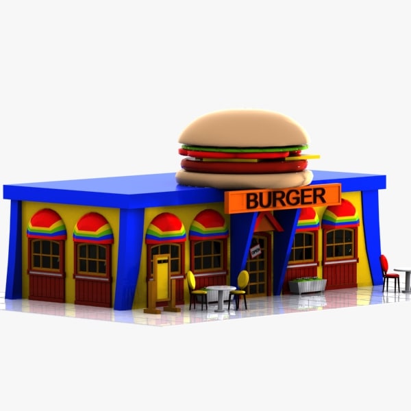 3dsmax cartoon burger restaurant