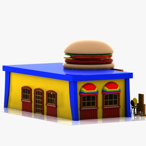 3dsmax cartoon burger restaurant