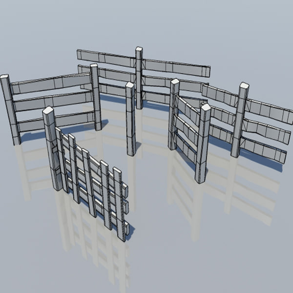 old wooden fence kit 3d model