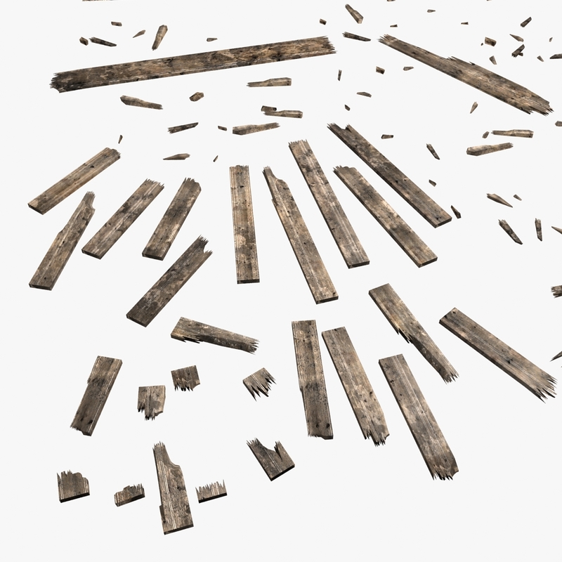 3d model damaged wooden planks