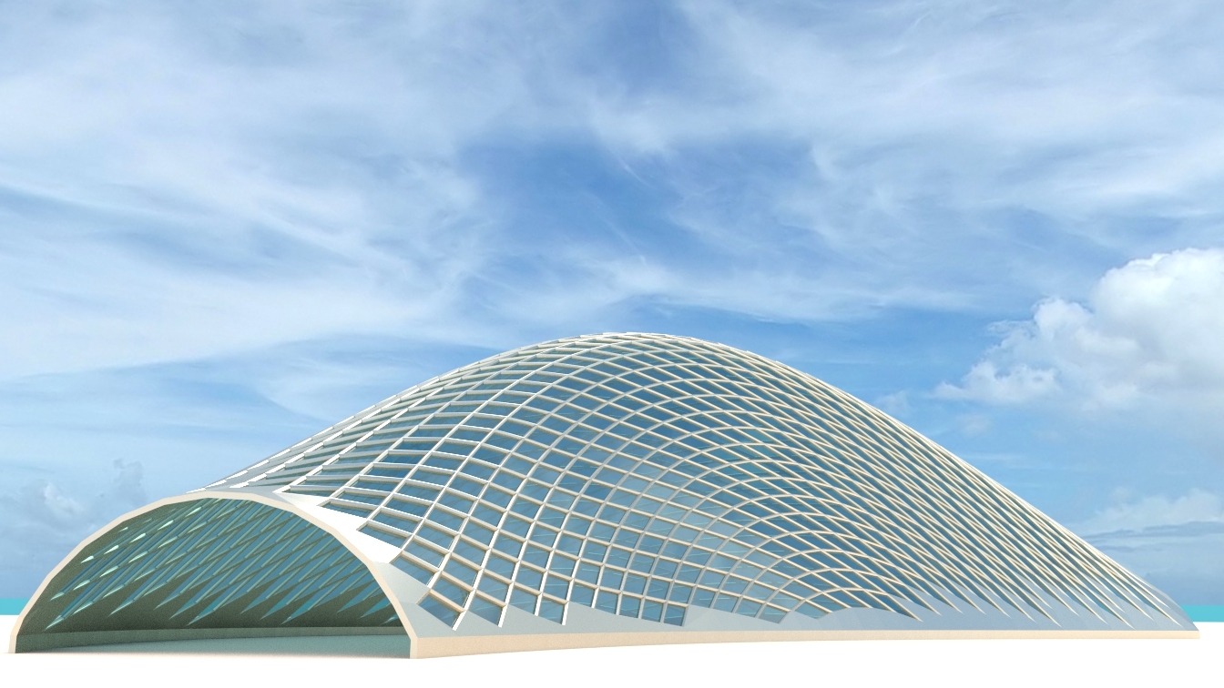curved glass dome 3d obj