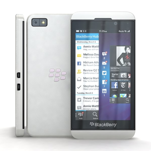 3d blackberry z10 white cellphone model