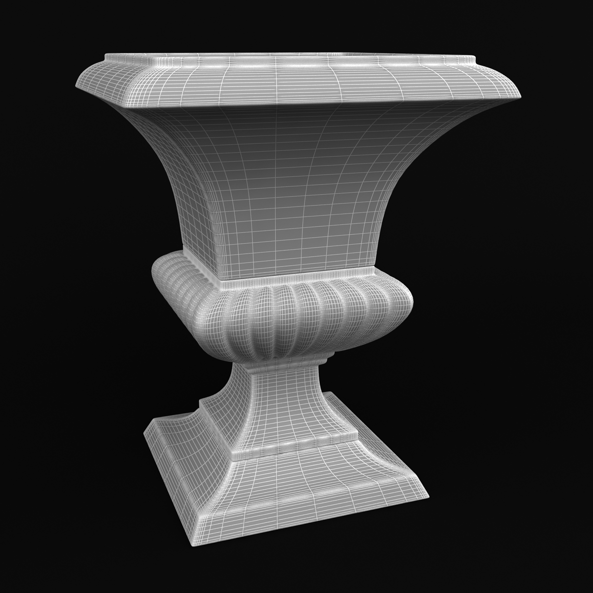 fluted square urn 3d max