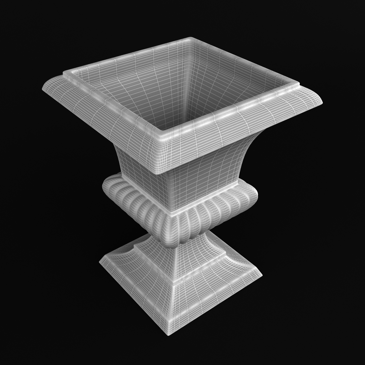 fluted square urn 3d max
