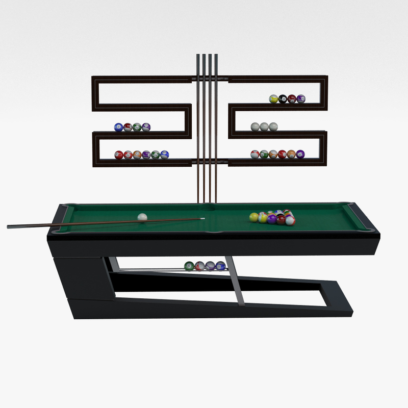 3d model modern pool table