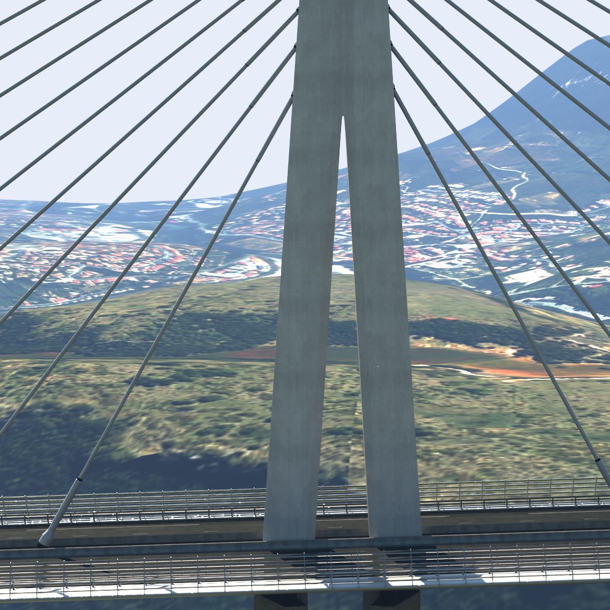 3d model of millau viaduct bridge