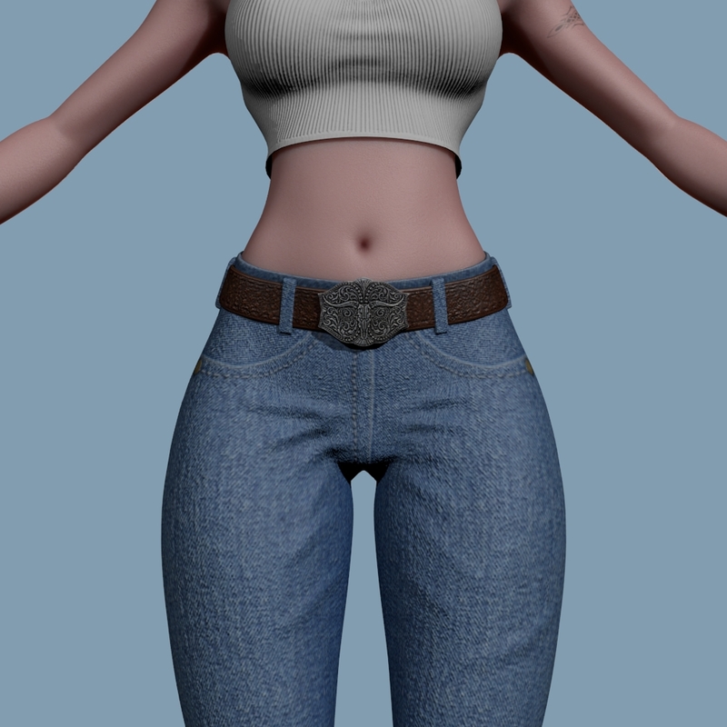 stylized female clothed 3d model