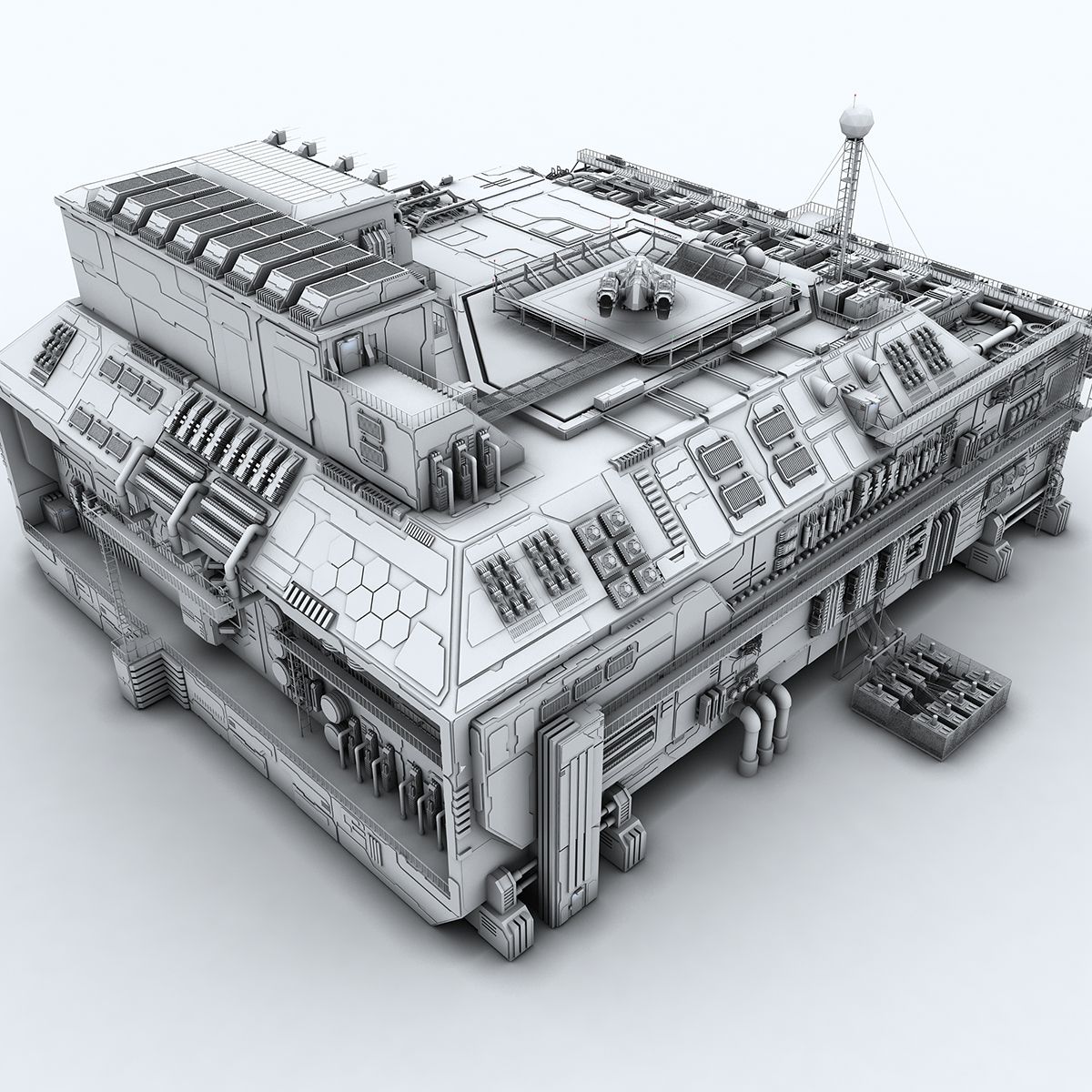 sci-fi factory transport 3d max