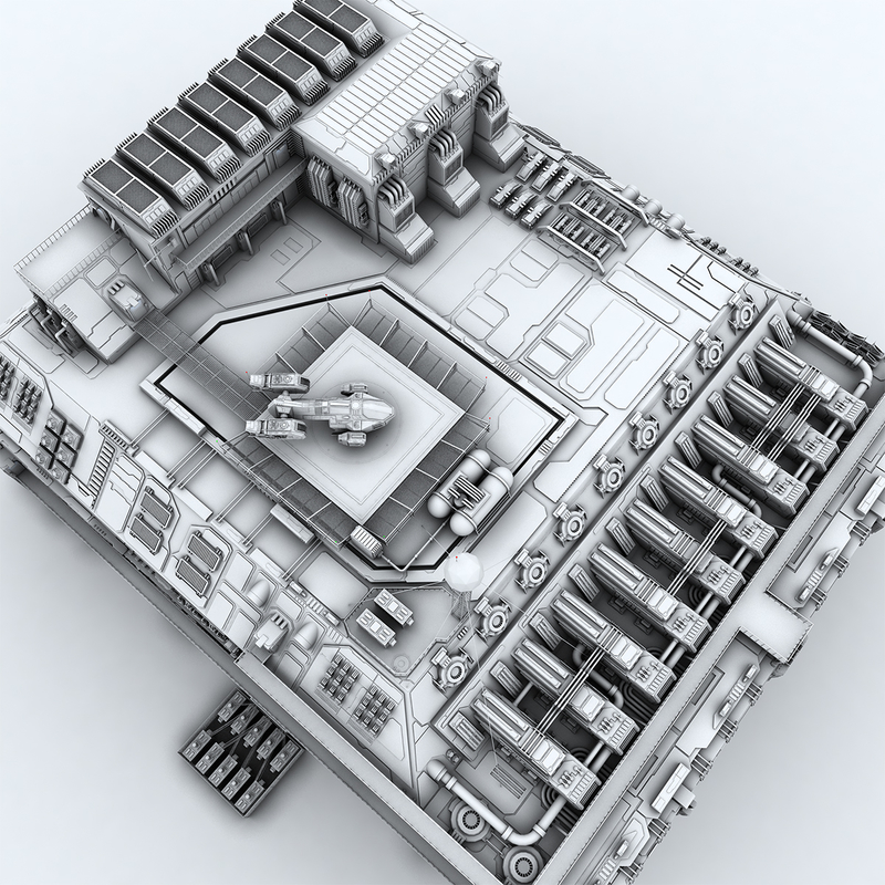 sci-fi factory transport 3d max