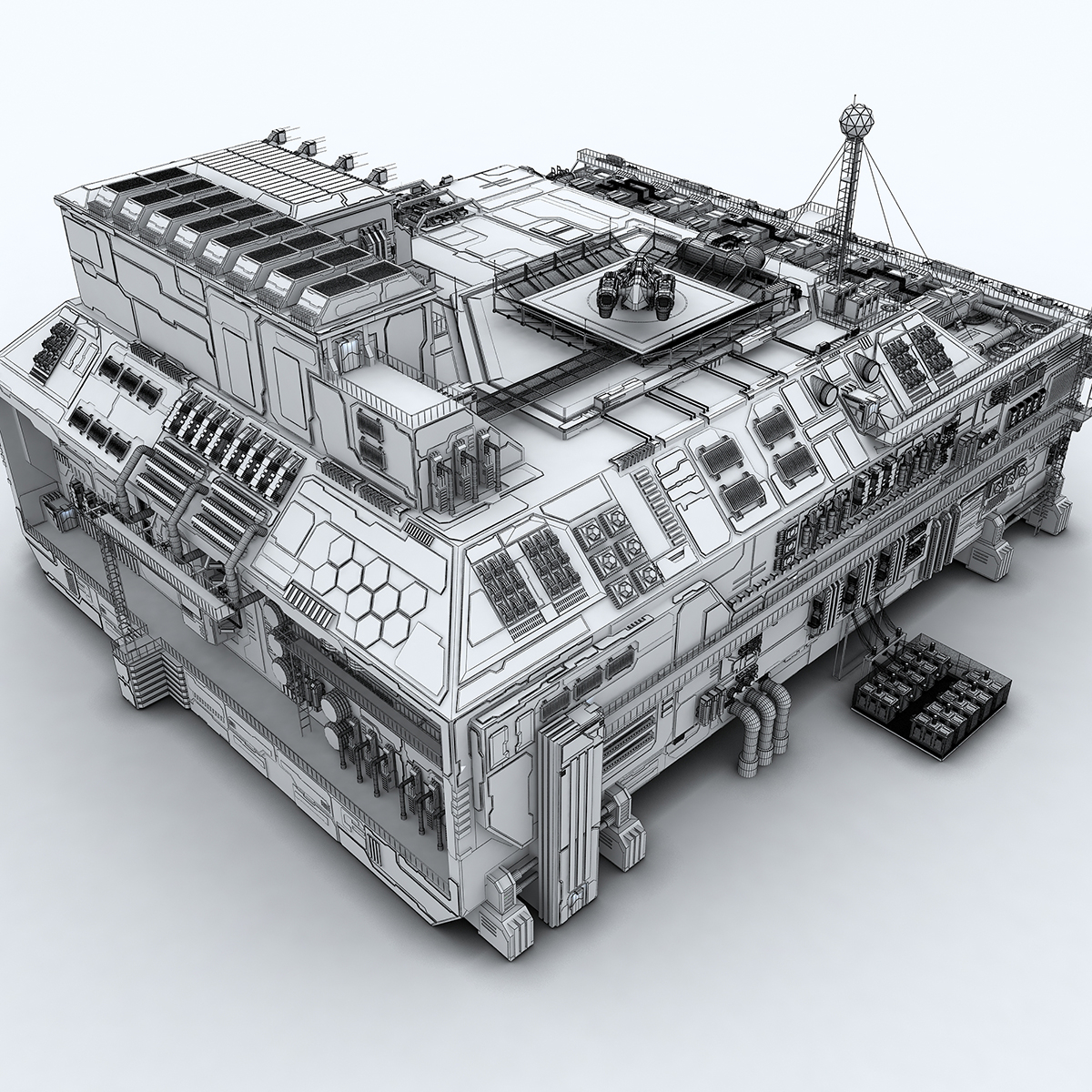 sci-fi factory transport 3d max