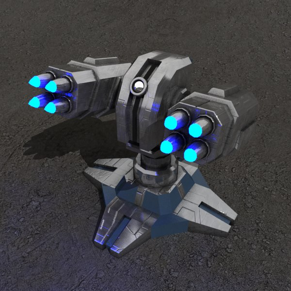 3d max air defence sci-fi building