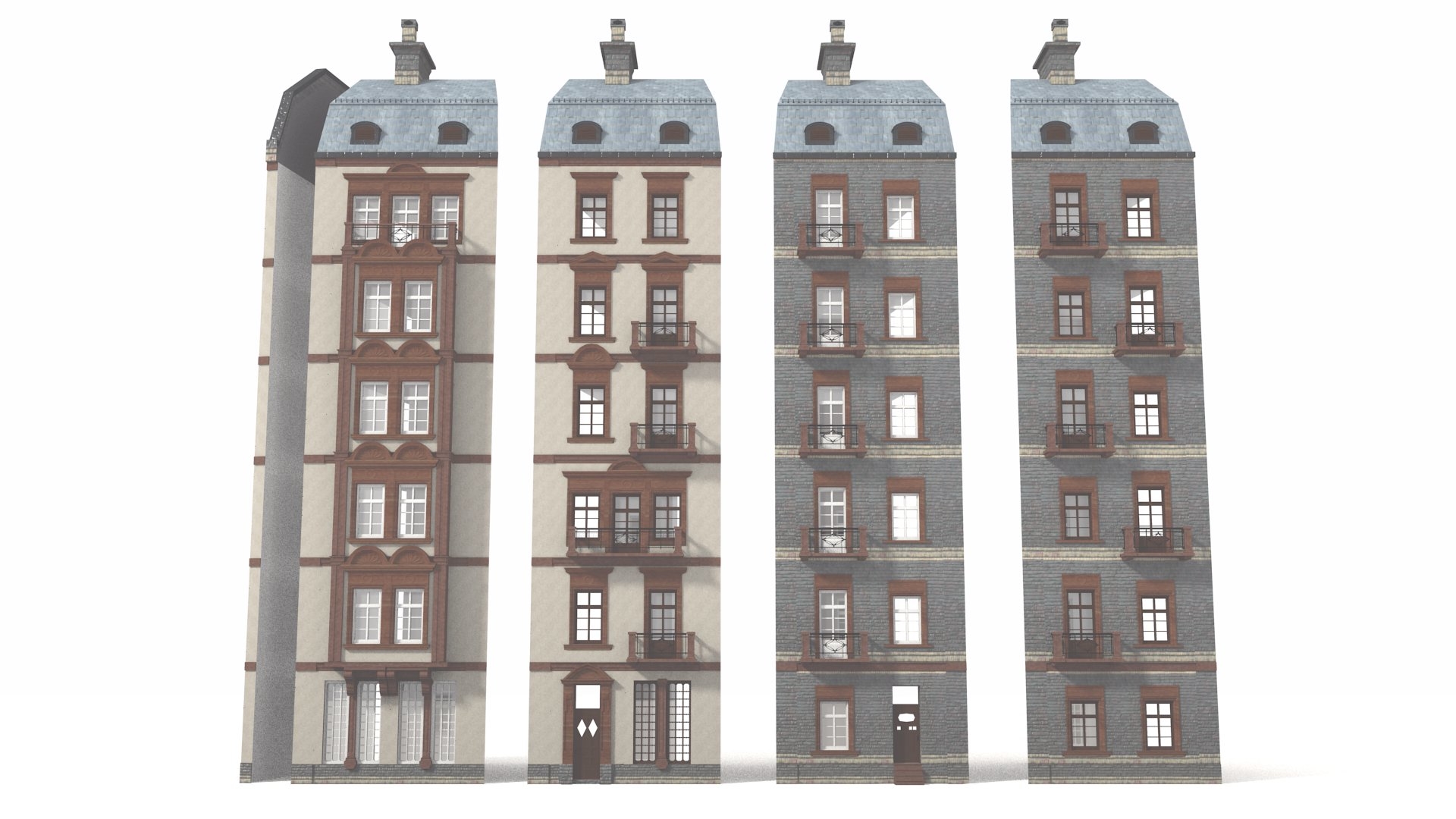 maya tileable classical houses cityscape