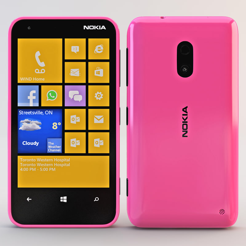 nokia lumia 620 pink 3d model