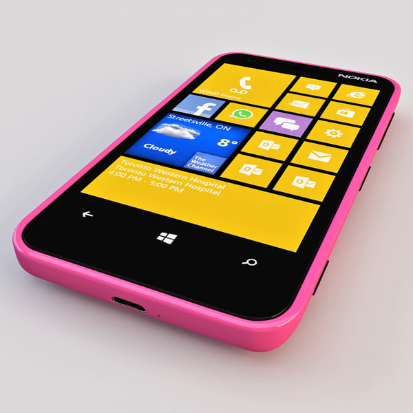 nokia lumia 620 pink 3d model